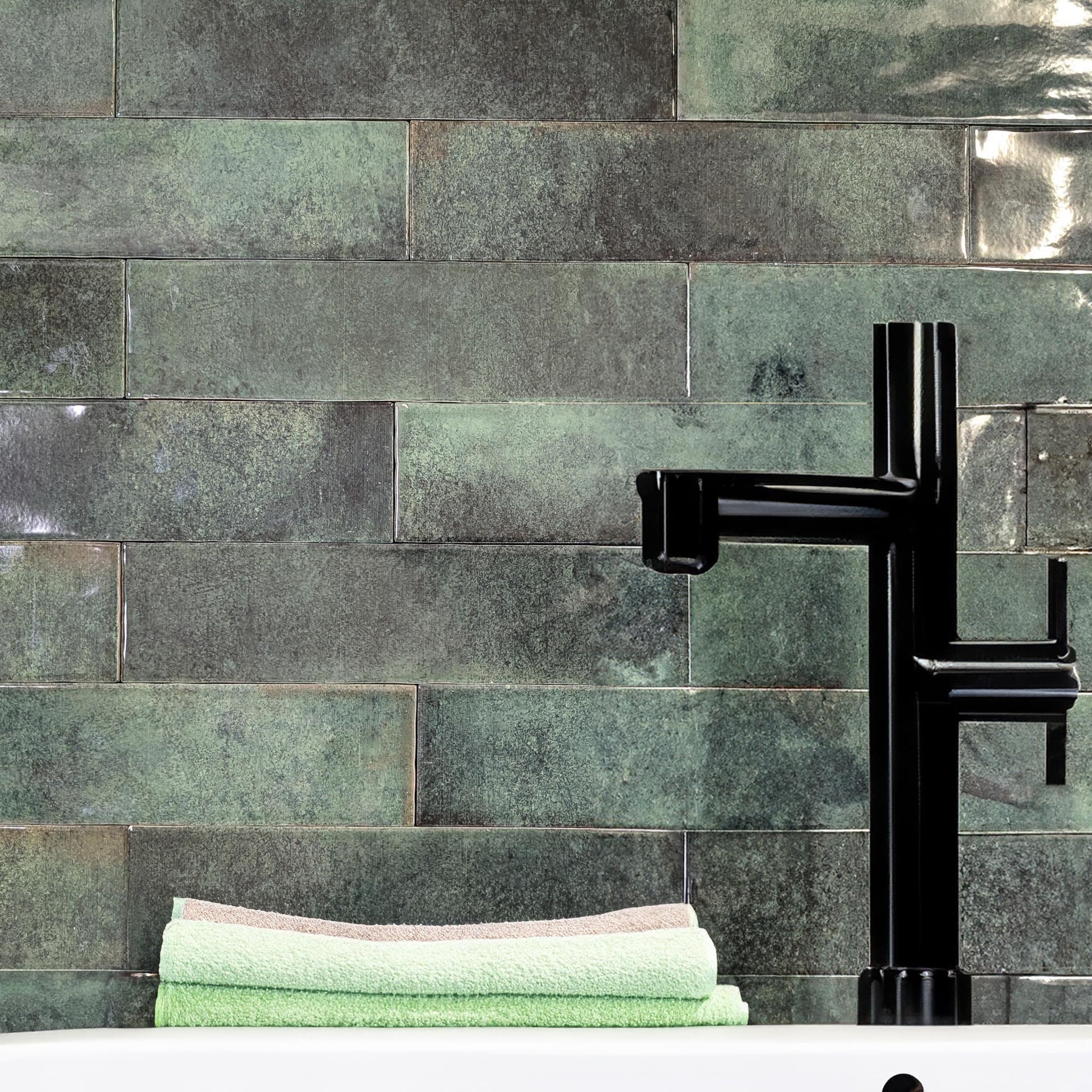 Parker Moss Green Brick Shape Wall Tile – Tiles360