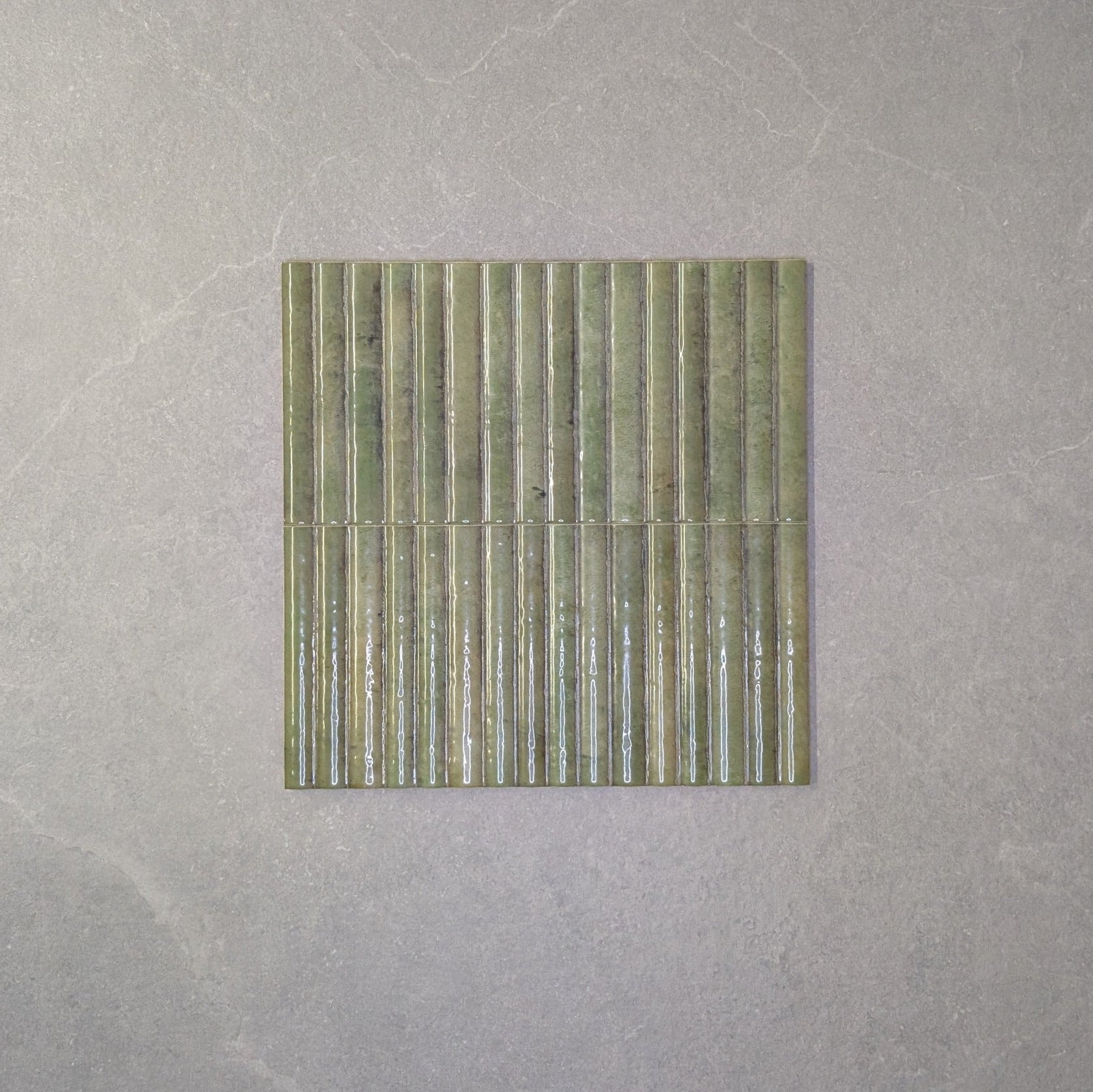Reeded Gloss Green Wall Tile – Textured Ceramic Backsplash | Tiles360