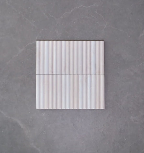 Reeded Ivory Ceramic Tile – Glossy Textured Wall Finish | Tiles360