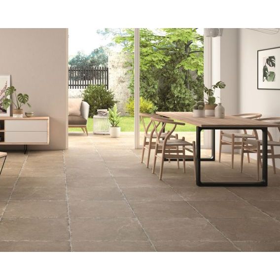 Light Brown 600x600mm Porcelain Indoor or Outdoor Stone Effect Floor ...